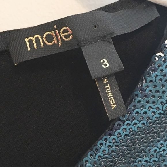 Maje | Tops | Maje Womens Dallias Blue Sequin Sleeveless Top Front ...